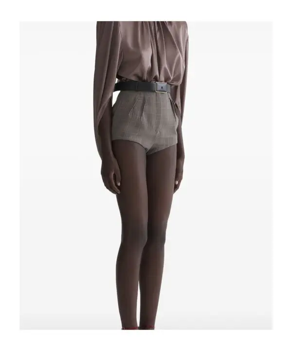 MUGLER Checked Pleated Tailored Shorts