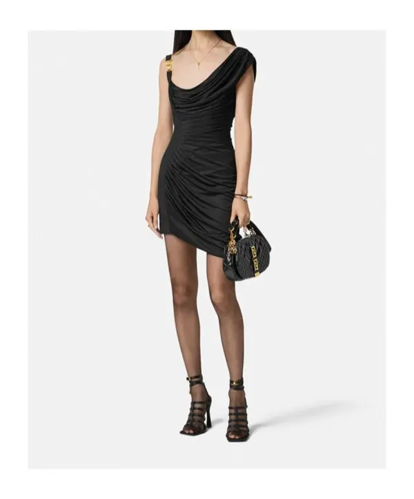 Versace Medusa-head Embellished Sleeveless Mini Dress - Black