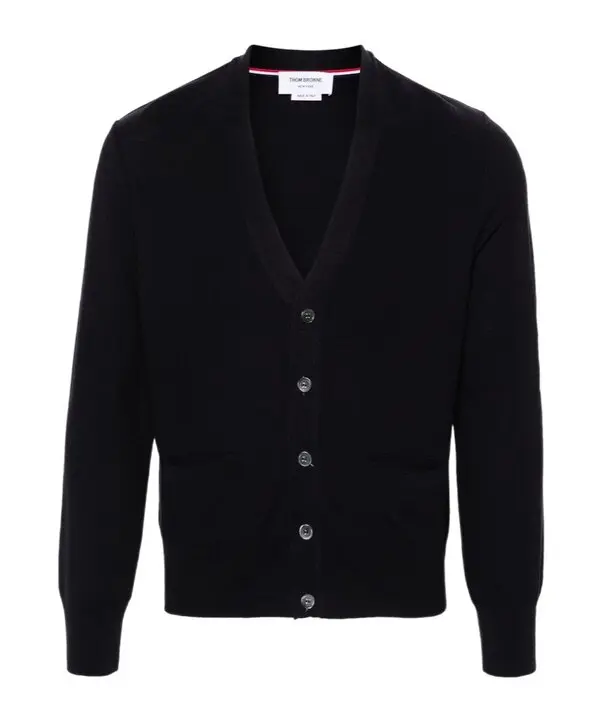 Thom Browne 4-bar Silk Cardigan - Navy Blue