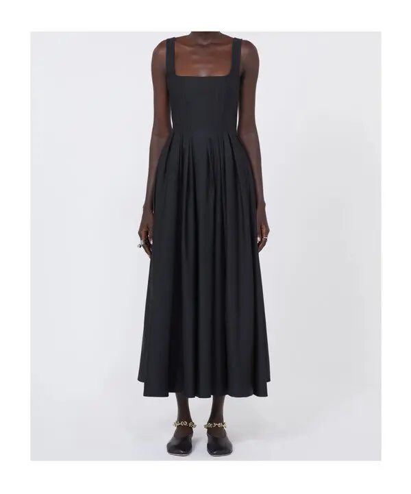 Sportmax Square Neck Sleeveless Midi Dress - Black