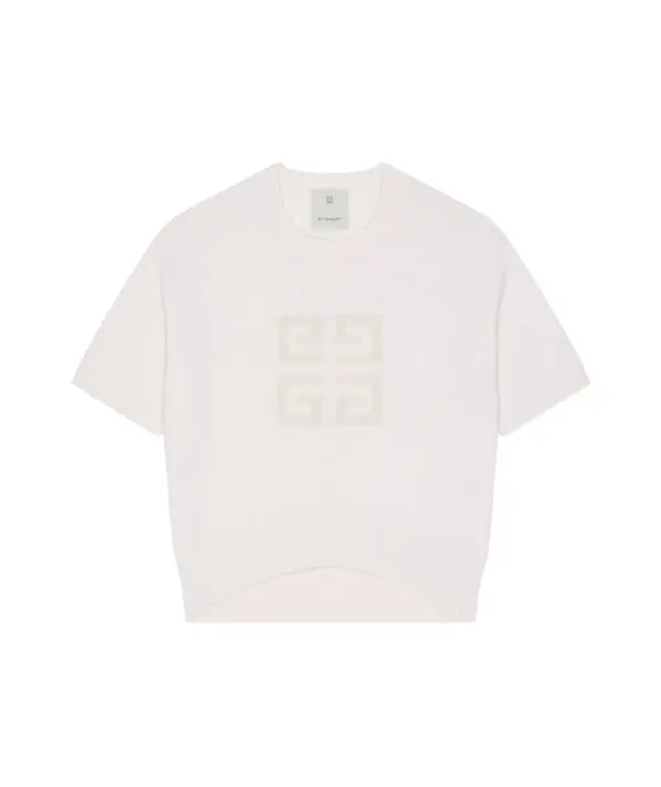 Givenchy 4g Emblem Cashmere Short Sleeve Sweater - White/beige