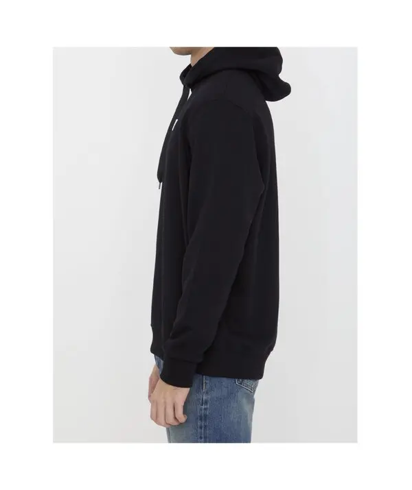 Burberry Logo Printed Drawstring Hoodie - Black