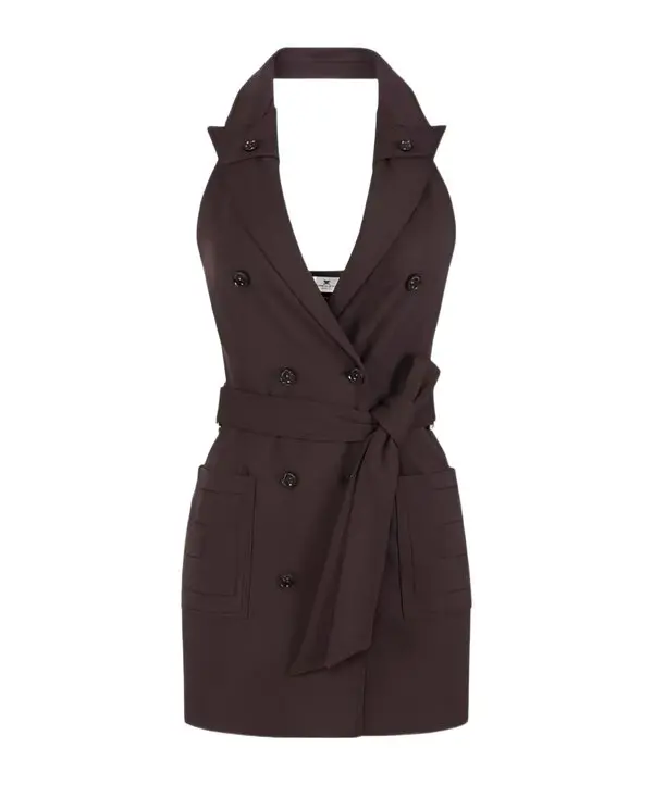 Elisabetta Franchi Double-breasted Halterneck Mini Dress - Black