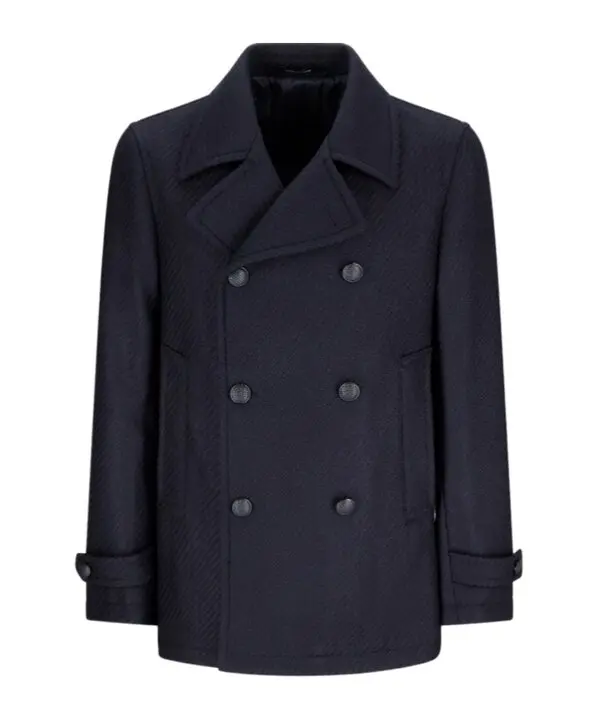 Tagliatore Double-breasted Herringbone Coat - Black