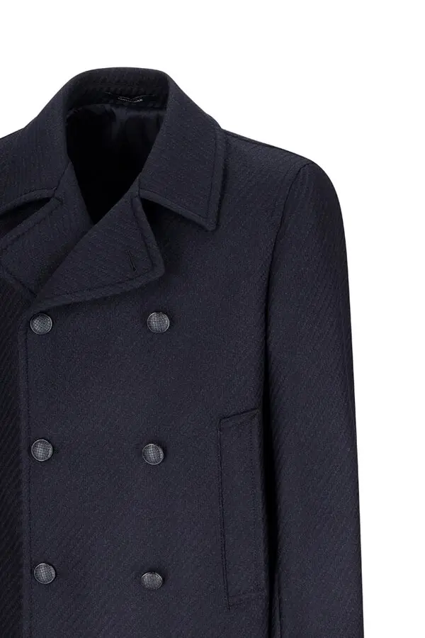 Tagliatore Double-breasted Herringbone Coat - Black