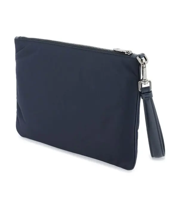Dolce & Gabbana Logo Print Zipped Clutch Bag - Blue