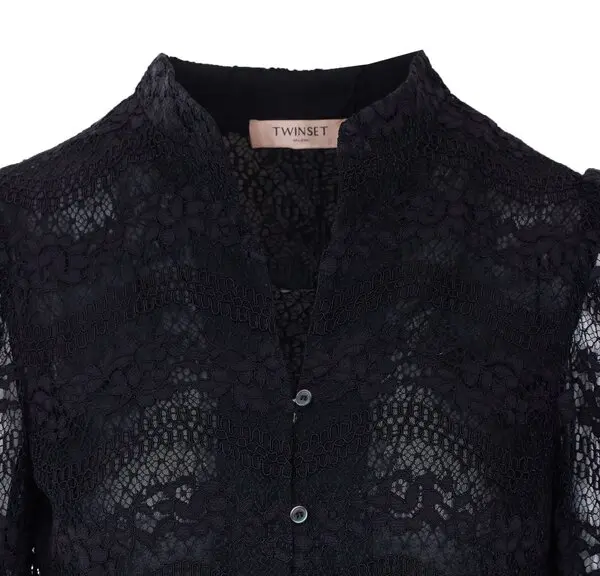 TWINSET Lace Sheer Long-sleeve Top