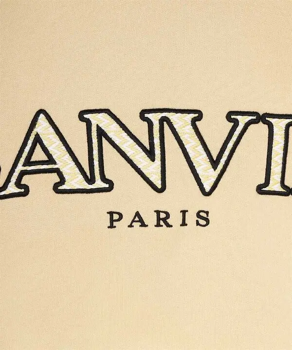 LANVIN Logo Embroidered Drawstring Hoodie - Nude