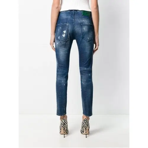 Dsquared2 Distressed Logo Detail Jeans - Blue