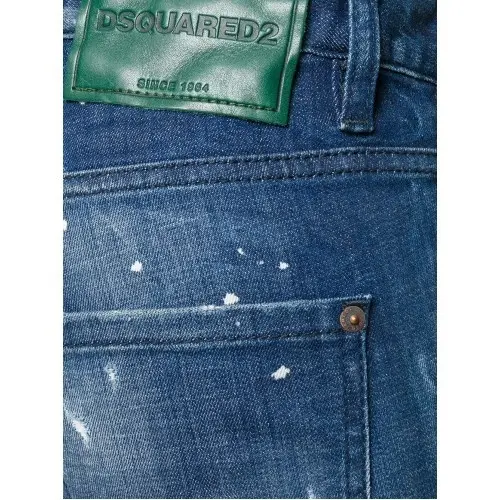 Dsquared2 Distressed Logo Detail Jeans - Blue