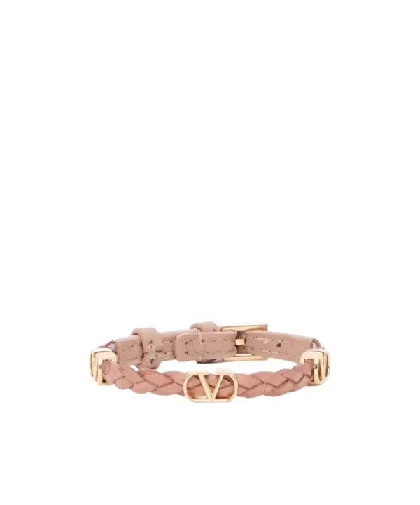Valentino Garavani Vlogo Signature Braided Calfskin Bracelet - Rose Cannelle