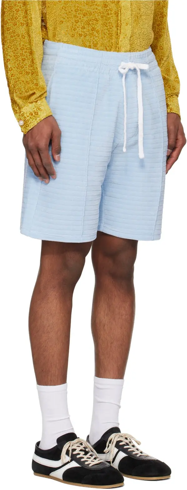 Casablanca Velour Striped Drawstring Shorts - Light Blue