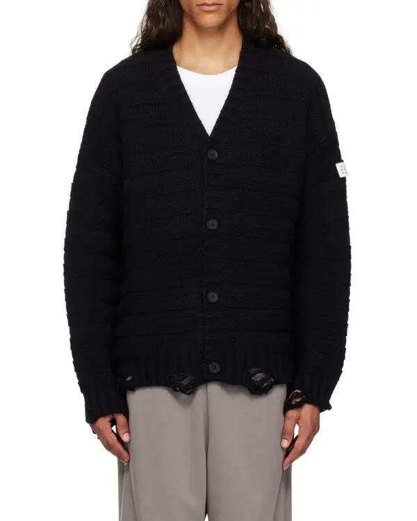 MAISON MARGIELA Distressed Knit V-neck Cardigan