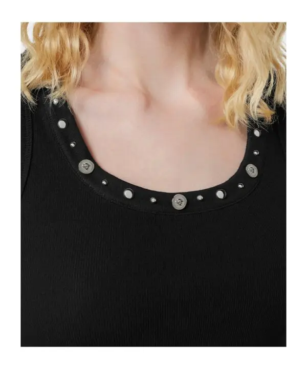 Versace Medusa Embellished Ribbed Tank Top