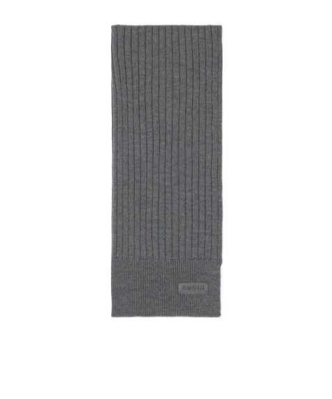 Gucci Knit Wool Scarf With Logo - Grey