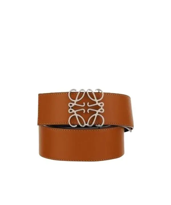 Loewe Logo Buckled Reversible Belt - Black/caramel Brown/palladium