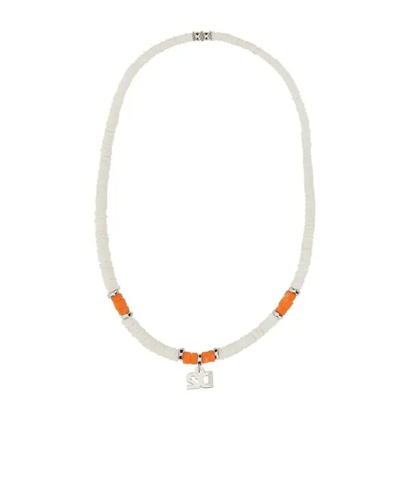 Dsquared2 Logo Charm Beaded Necklace - White