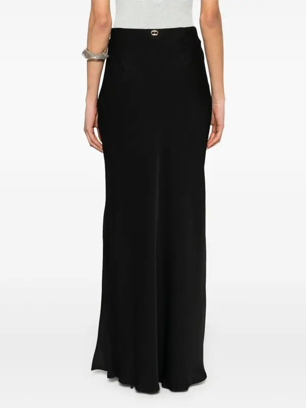 TWINSET Maxi Skirt With Logo Plaque - Black