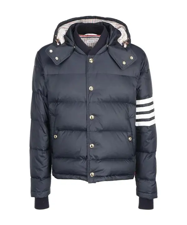 Thom Browne 4-bar Hooded Buttoned Jacket - Navy Blue