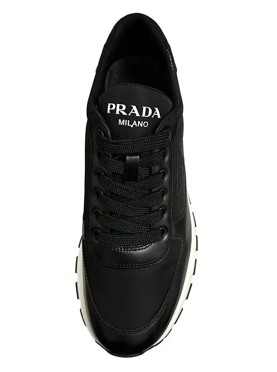 Prada Round Toe Lace-up Sneakers