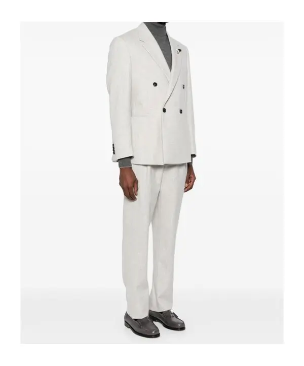 LARDINI Logo-brooch Suit - Beige