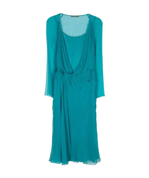 Alberta Ferretti Draped Long-sleeved Midi Dress