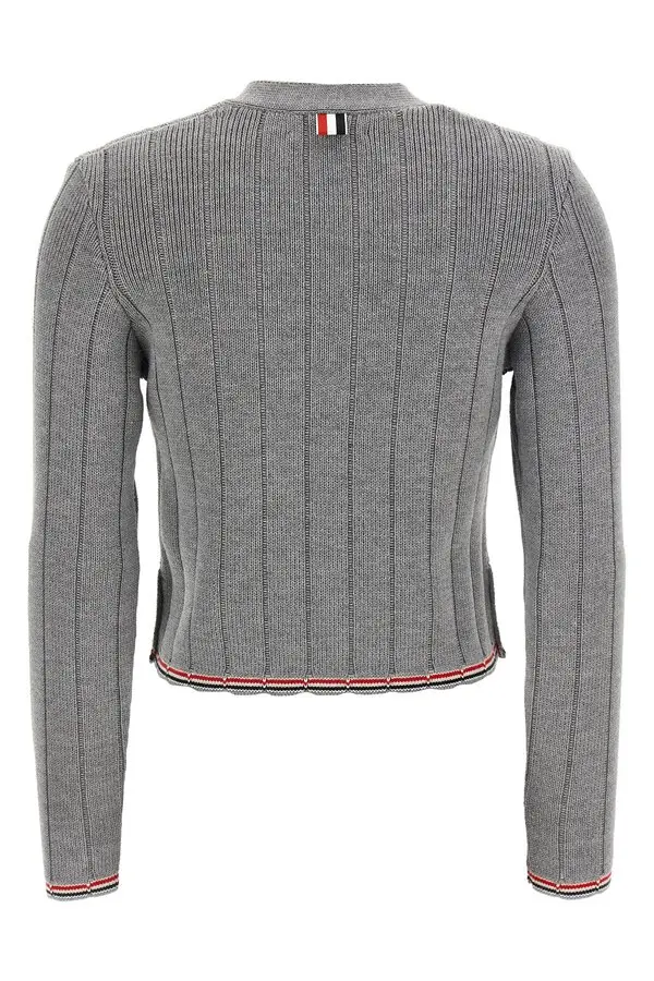 Thom Browne Rwb Jacquard Knitted Cardigan