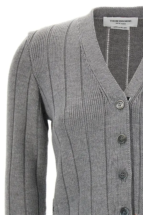 Thom Browne Rwb Jacquard Knitted Cardigan