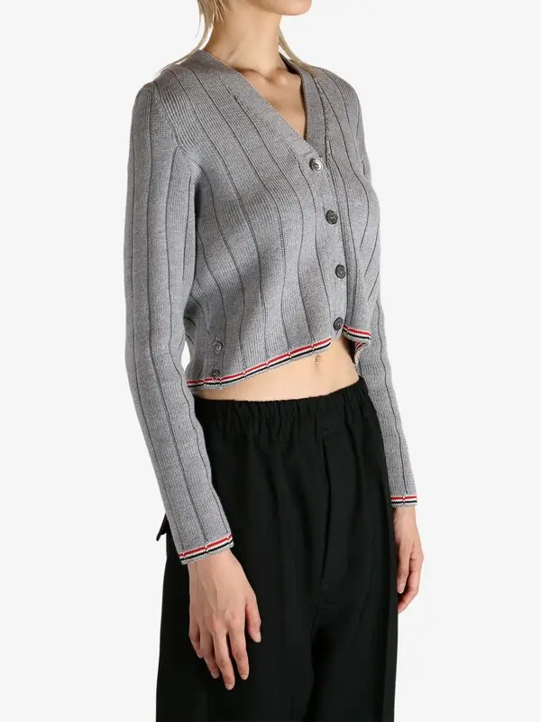 Thom Browne Rwb Jacquard Knitted Cardigan