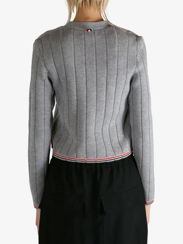 Thom Browne Rwb Jacquard Knitted Cardigan