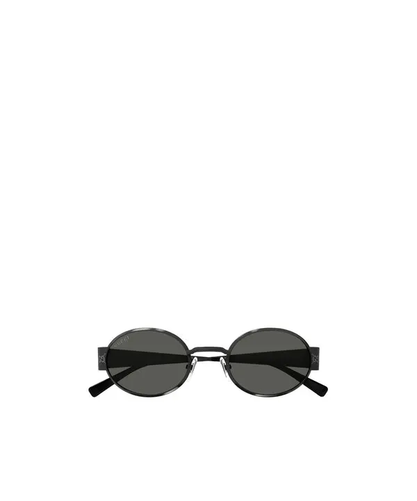 Gucci Oval Logo Detail Sunglasses - Ruthenium