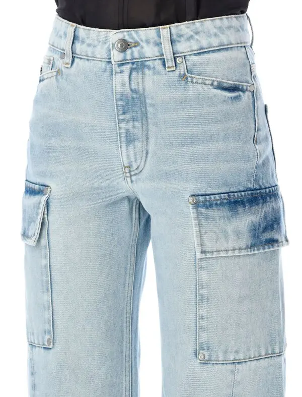 Stella McCartney Ankle-zip Wide-leg Cargo Jeans - Blue
