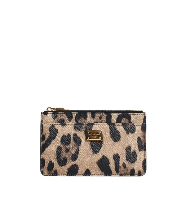 Dolce & Gabbana Leopard-print Plaque Wallet - Black