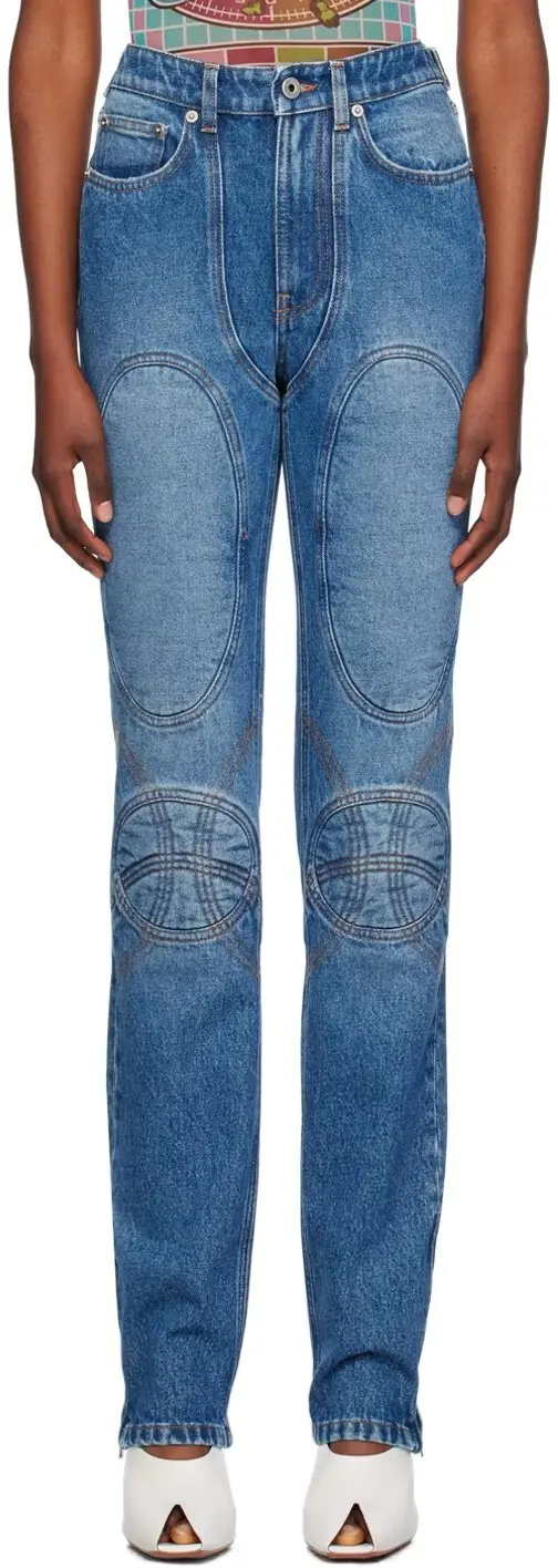 JEAN PAUL GAULTIER Lace-up Straight-leg Jeans - Blue