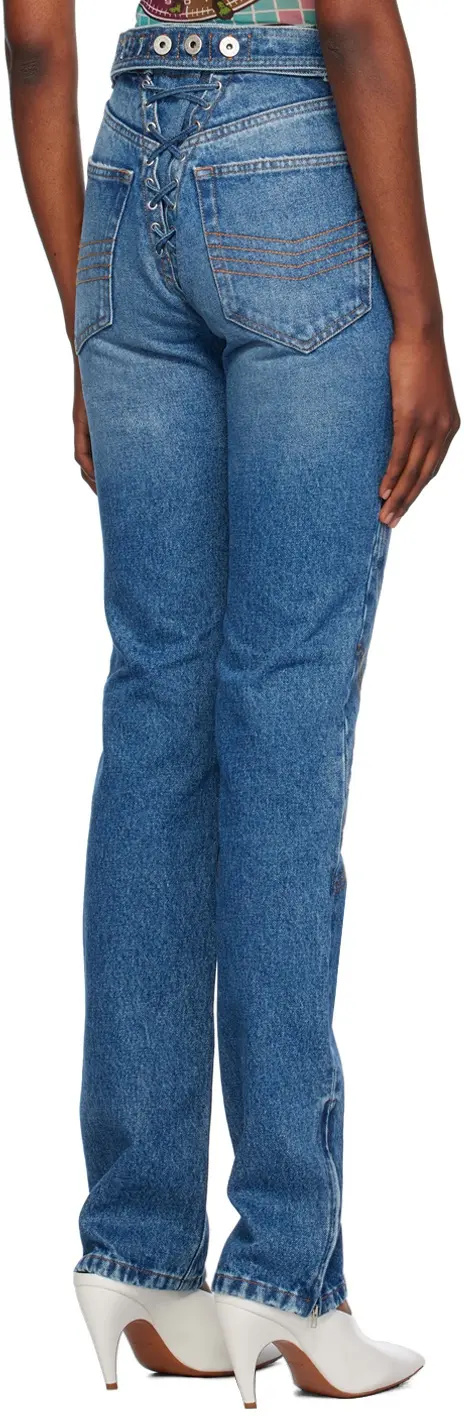 JEAN PAUL GAULTIER Lace-up Straight-leg Jeans