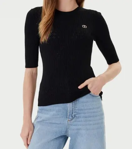 TWINSET Ribbed Embellished Top