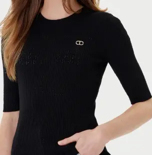 TWINSET Ribbed Embellished Top