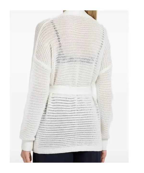 TWINSET Belted Embroidered Knit Cardigan