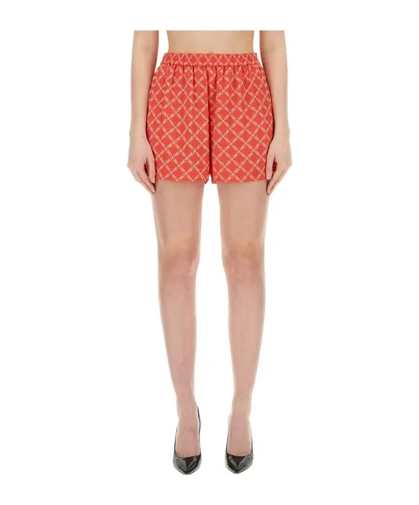Michael Kors Empire Logo-print Satin Shorts - Nude