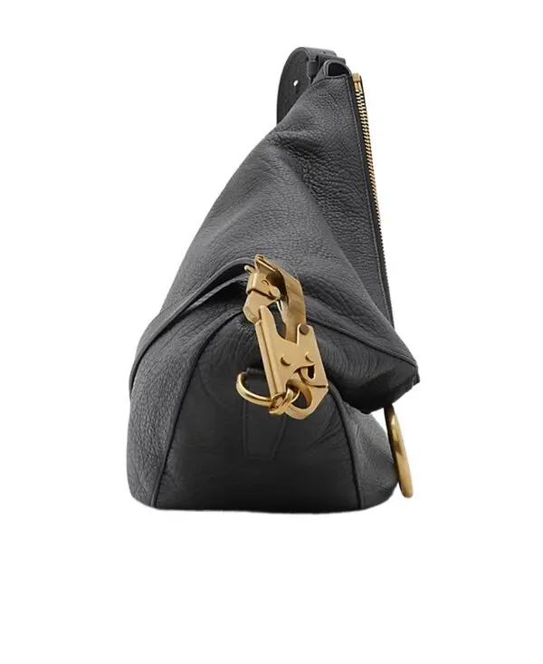 Burberry Medium Knight Ring Detailed Shoulder Bag - Black