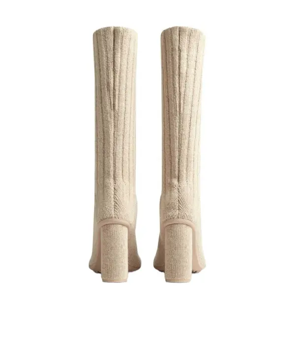 Bottega Veneta Ribbed Knit Sock Boots - Nude