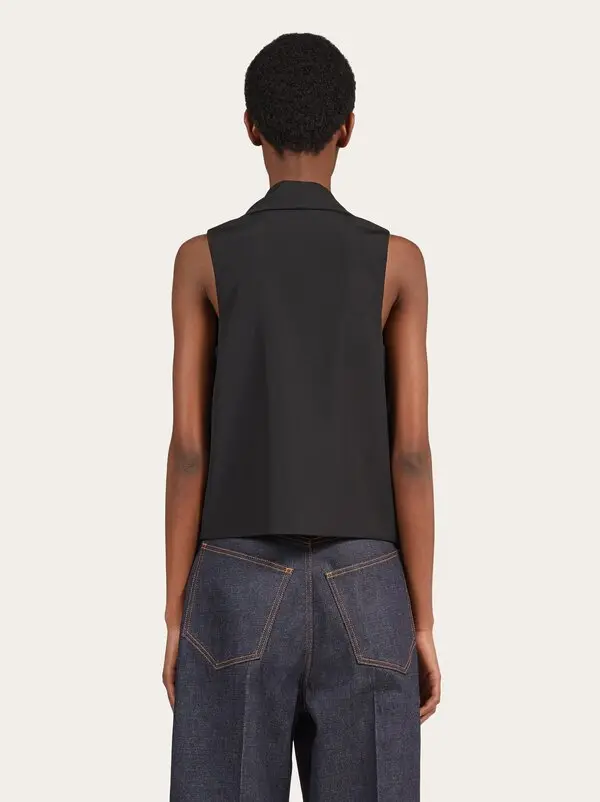 FERRAGAMO Single Button Closure Waistcoat With Pointed Hem