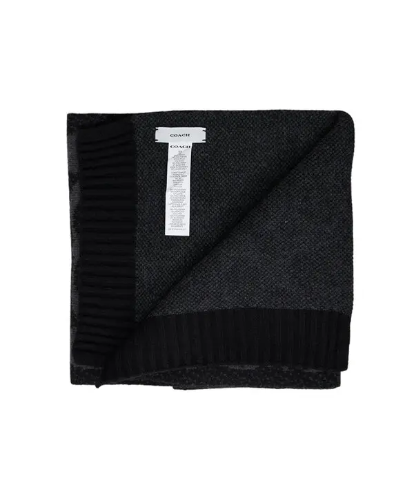 COACH Ribbed Scarf - Black