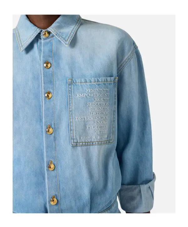 Elisabetta Franchi Lettering Denim Jumpsuit - Light Blue