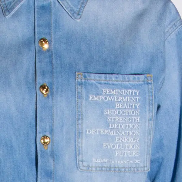 Elisabetta Franchi Lettering Denim Jumpsuit - Light Blue