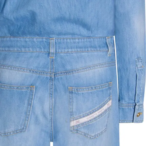 Elisabetta Franchi Lettering Denim Jumpsuit - Light Blue