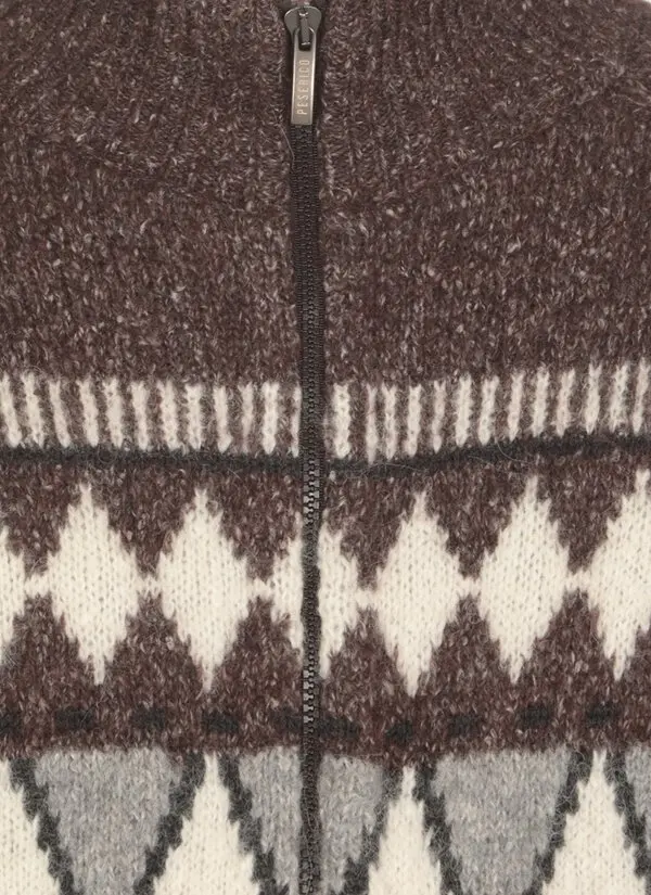 Peserico Jacquard Mock Neck Cardigan