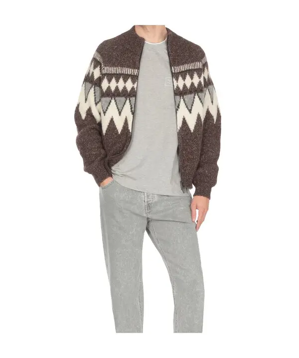 Peserico Jacquard Mock Neck Cardigan