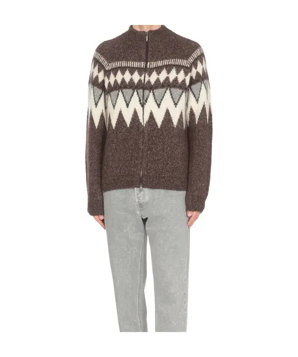 Peserico Jacquard Mock Neck Cardigan