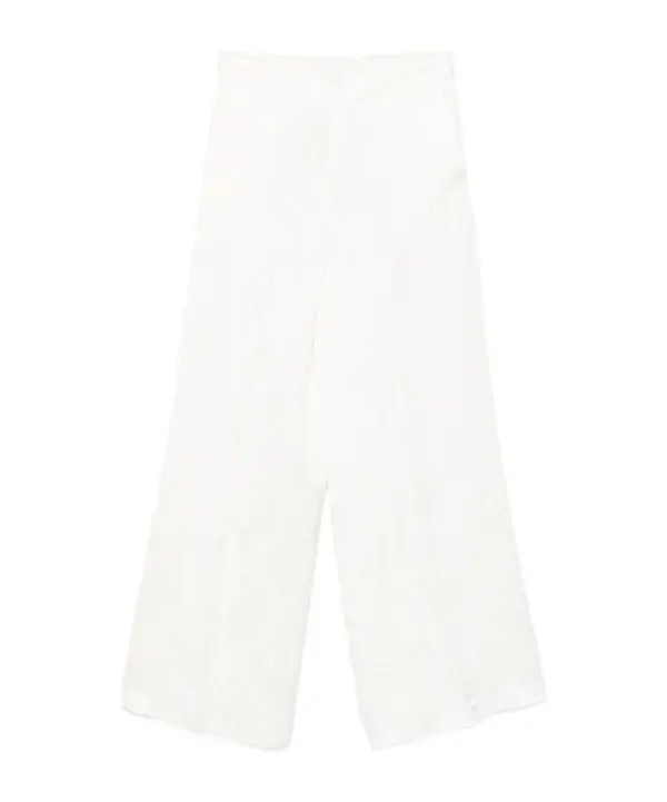 TWINSET Jacquard Satin Palazzo Trousers - White